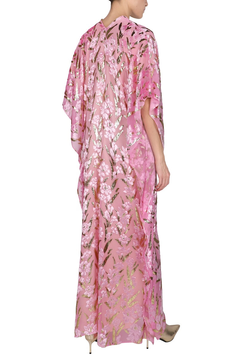 Flower Velours Devore Rose Boubou Caftan – Marie France Van Damme