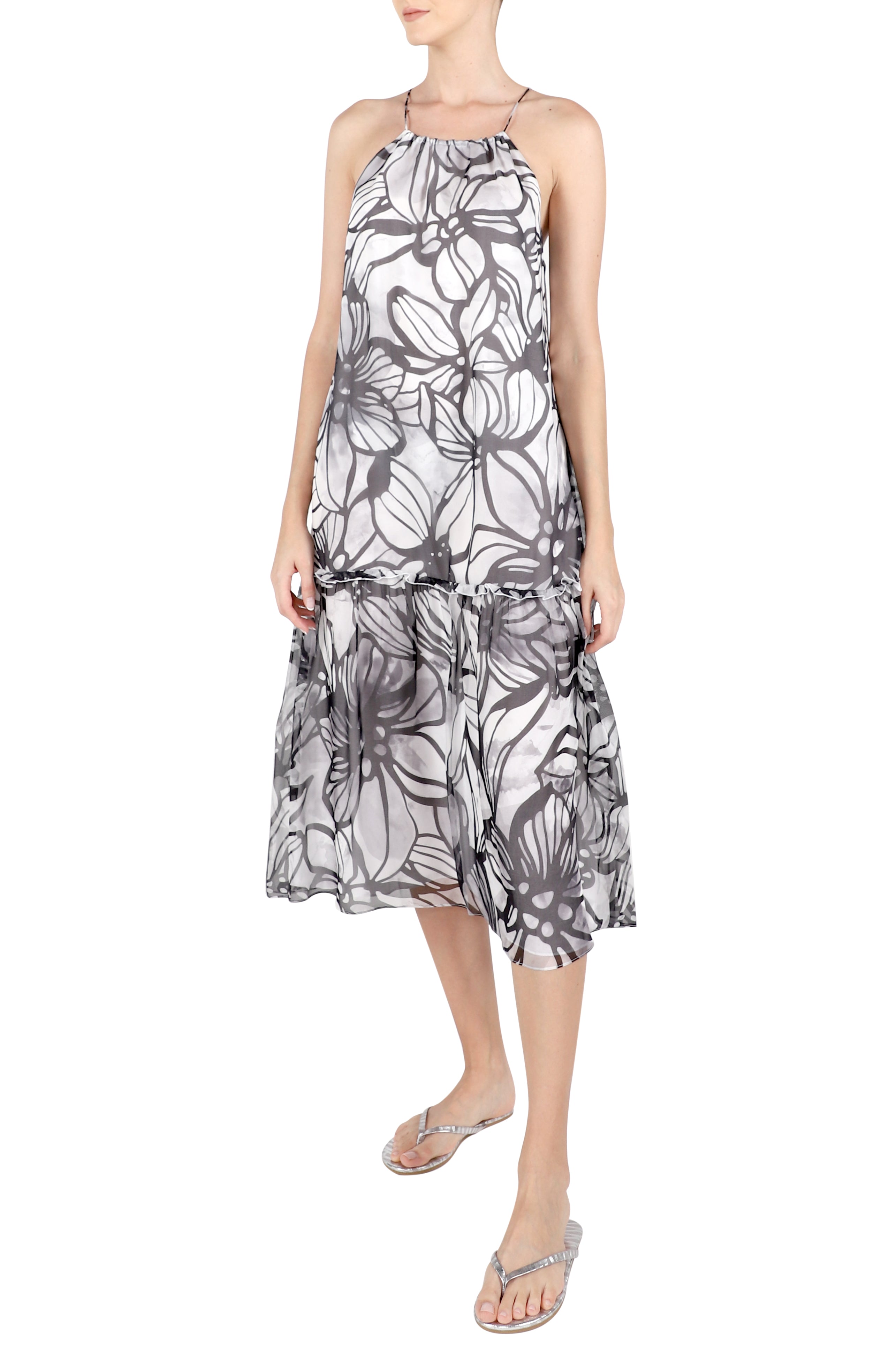 Hibiscus Flower Printed Cocktail Dress – Marie France Van Damme